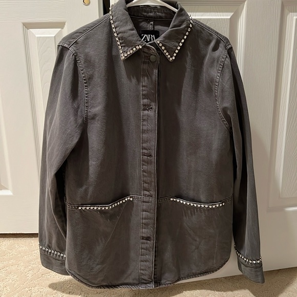 Zara | Jackets & Coats | Zara Diamond Detailed Top | Poshmark